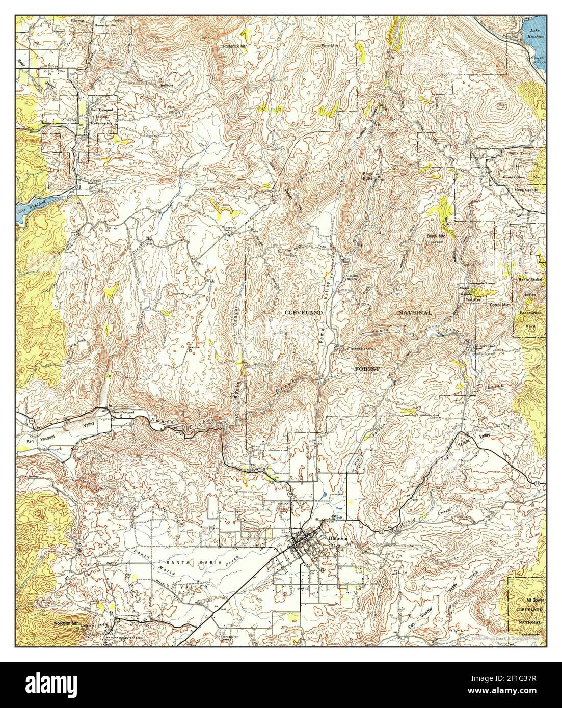 Ramona, California, map 1942, 1:62500, United States of America by ...