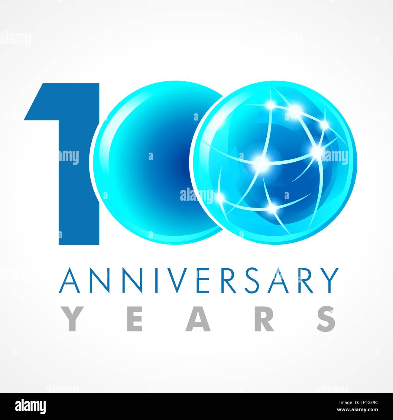 100th anniversary numbers. 100 years old logotype. Bright congrats ...