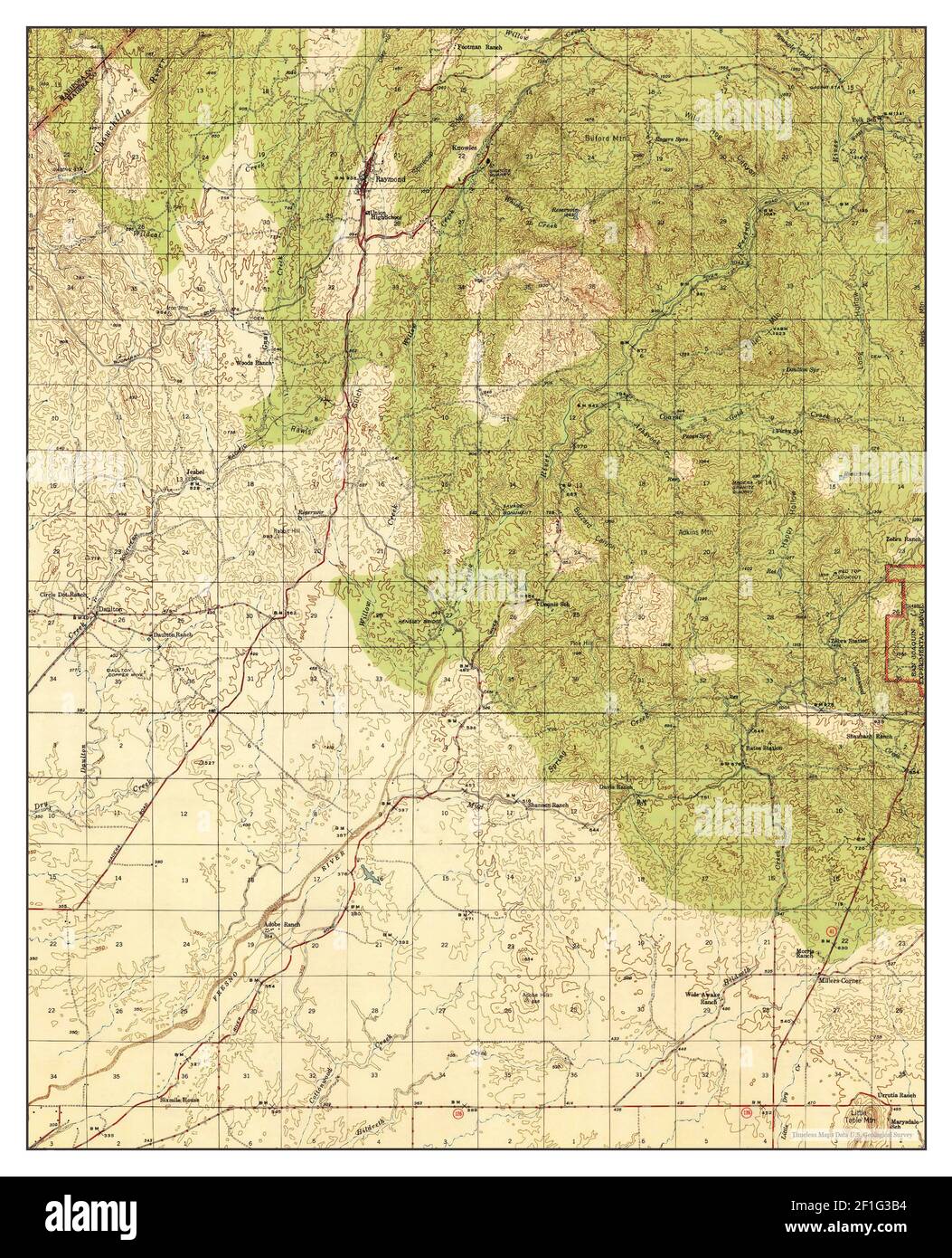 Raymond, California, map 1944, 1:62500, United States of America by ...