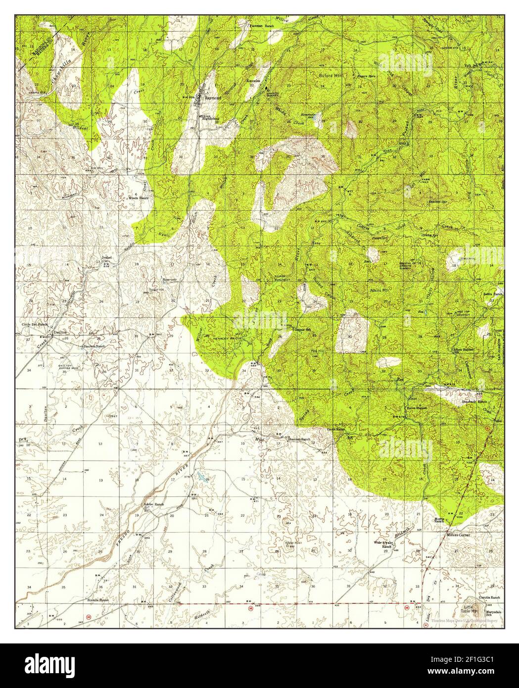 Raymond, California, map 1942, 1:62500, United States of America by ...