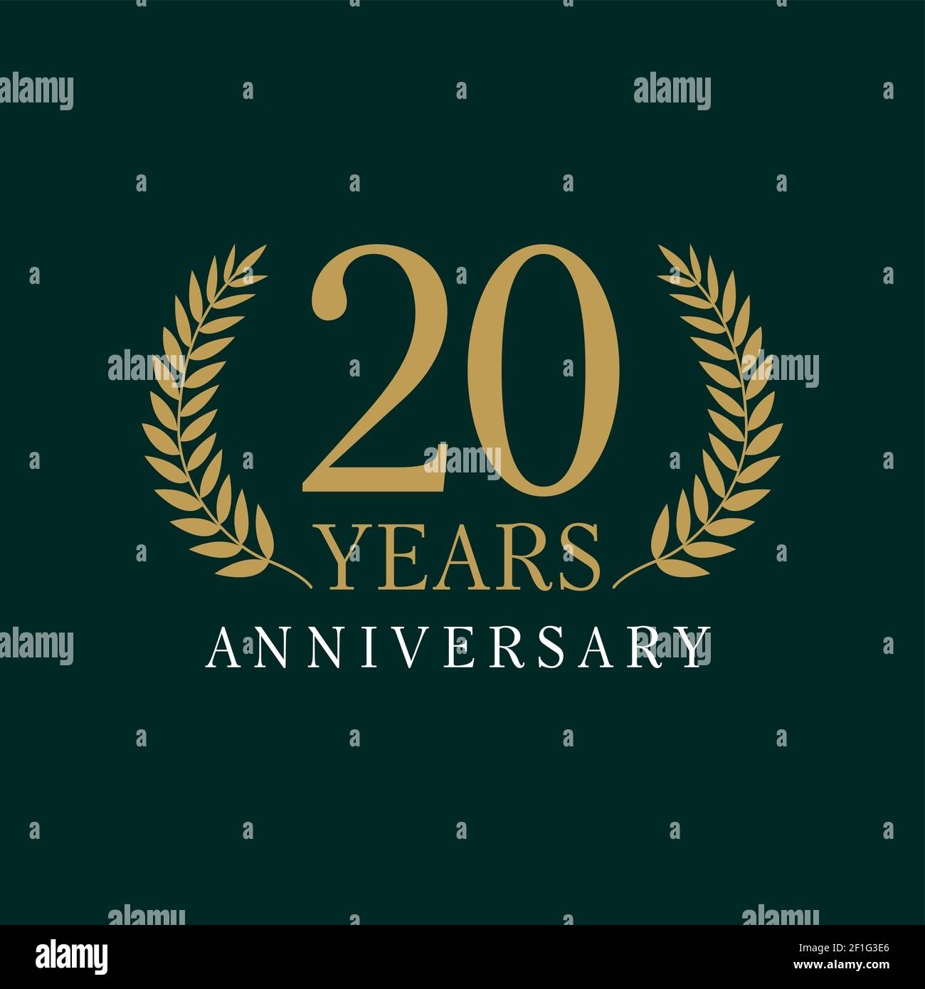 20 years old luxurious logo. Anniversary year of 20 th vector gold ...