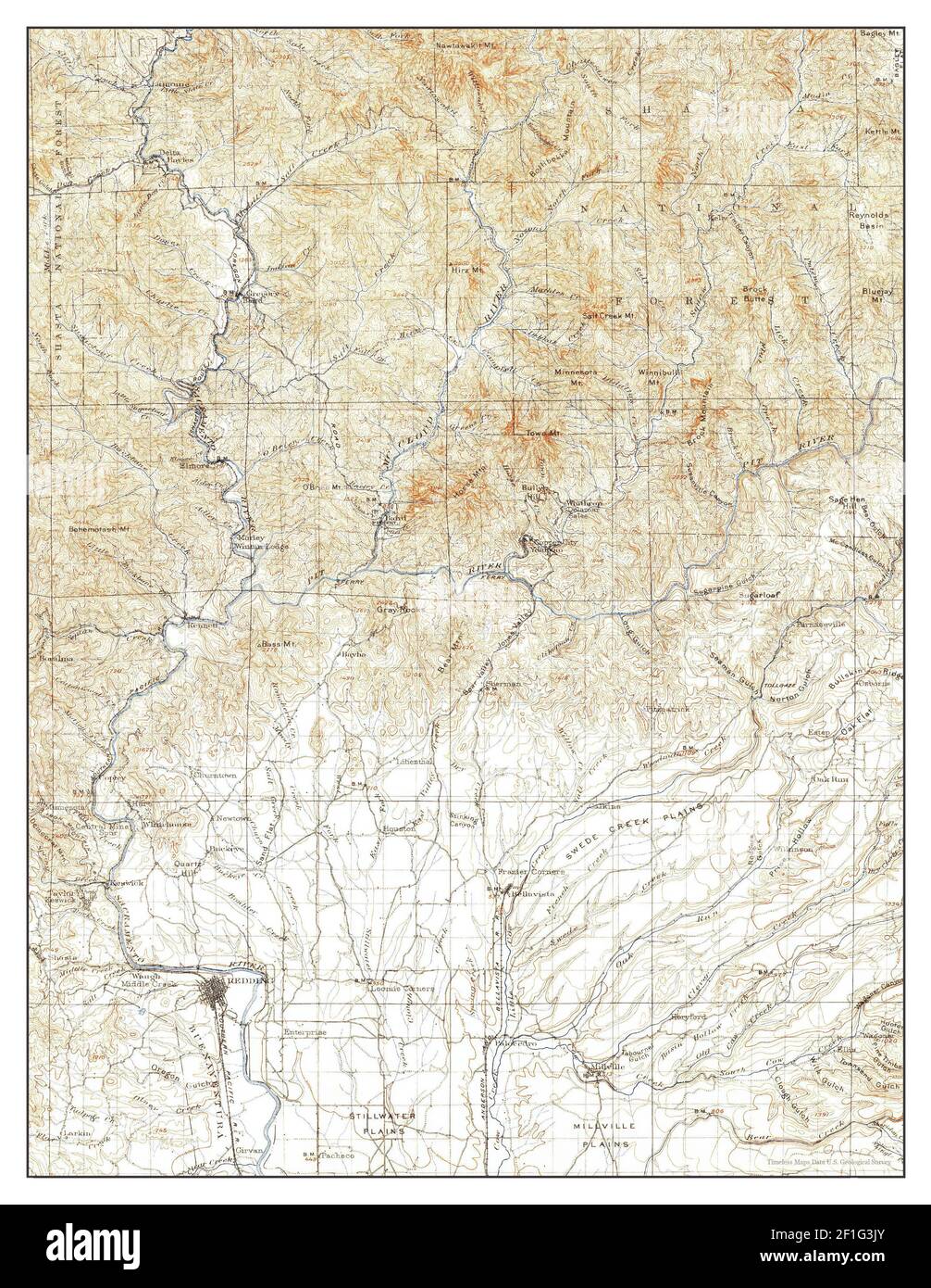 Redding, California, map 1901, 1:125000, United States of America by ...