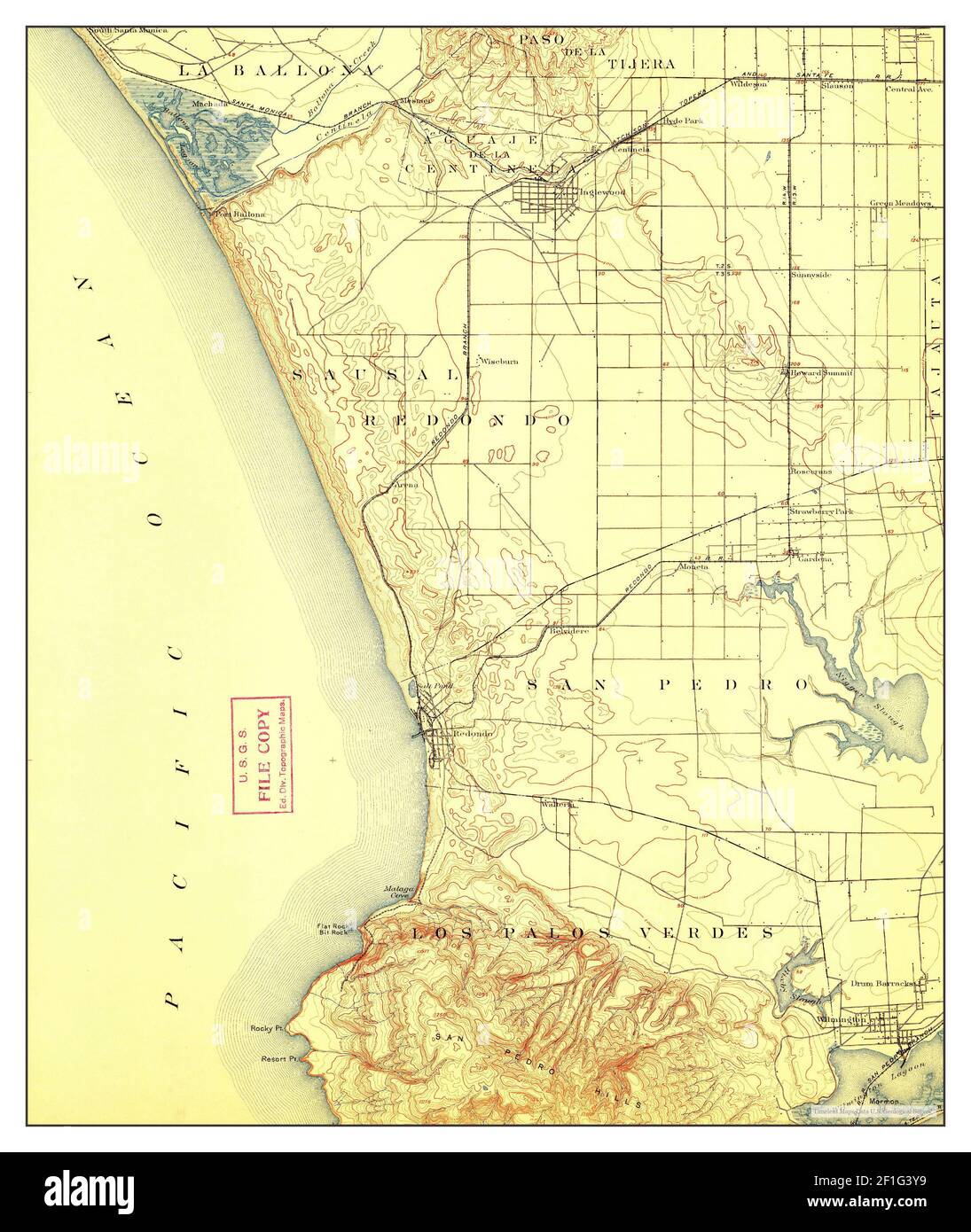 Redondo, California, map 1896, 1:62500, United States of America by ...