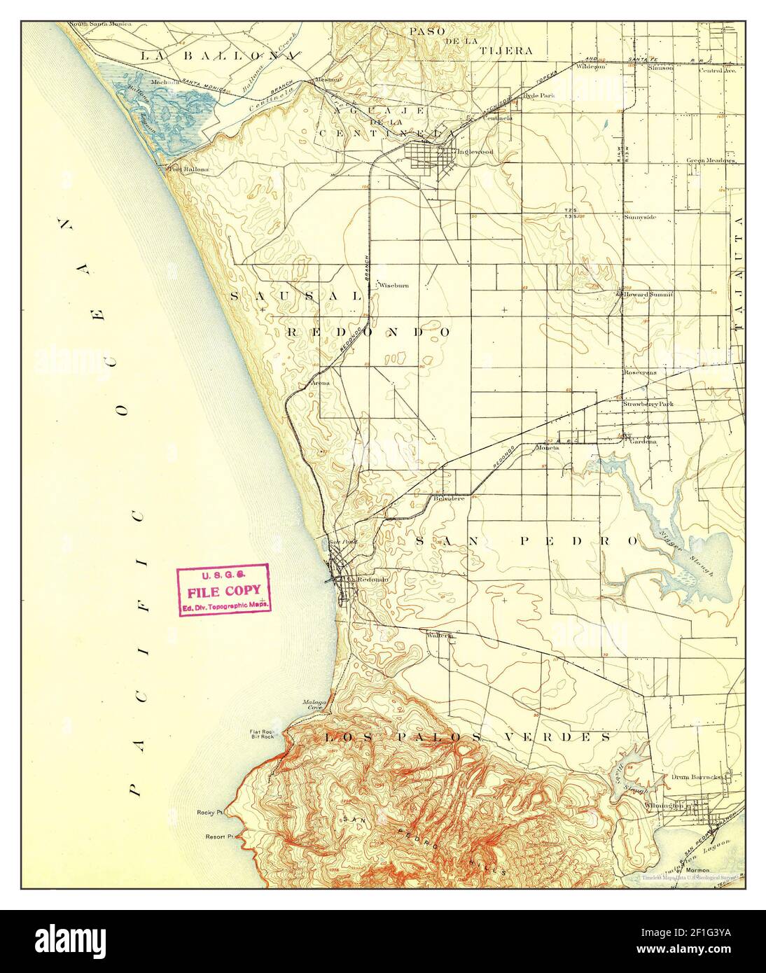 Redondo, California, map 1896, 1:62500, United States of America by ...