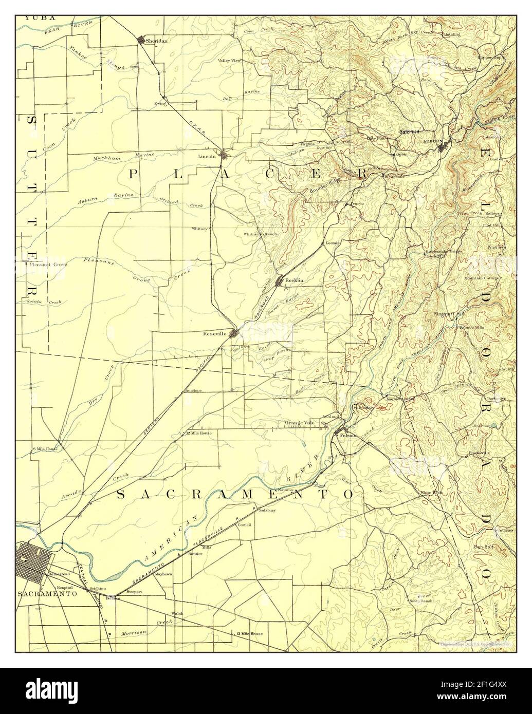 Vintage sacramento map hi-res stock photography and images - Alamy