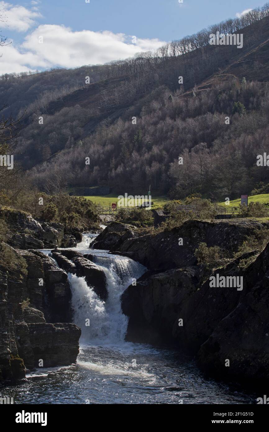 Waterfalls by the Cwm Rheidol Reservoir in Ceredigion,Wales,UK Stock ...