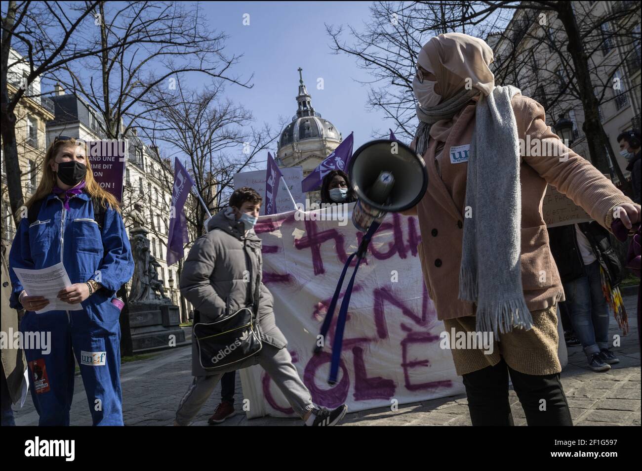 Protesters and activists march during the International Women's Day in ...