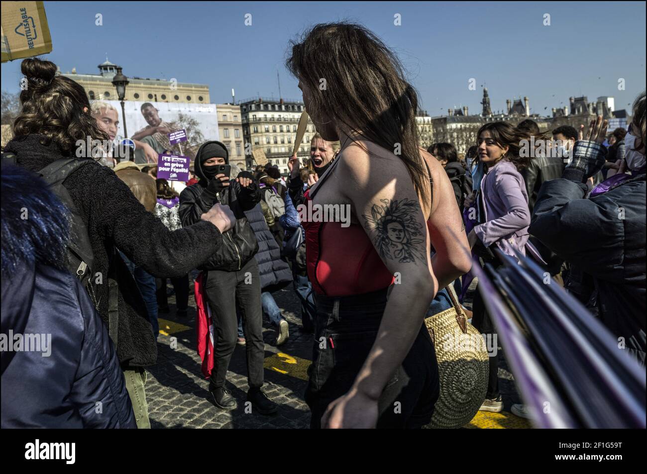 Protesters and activists march during the International Women's Day in ...