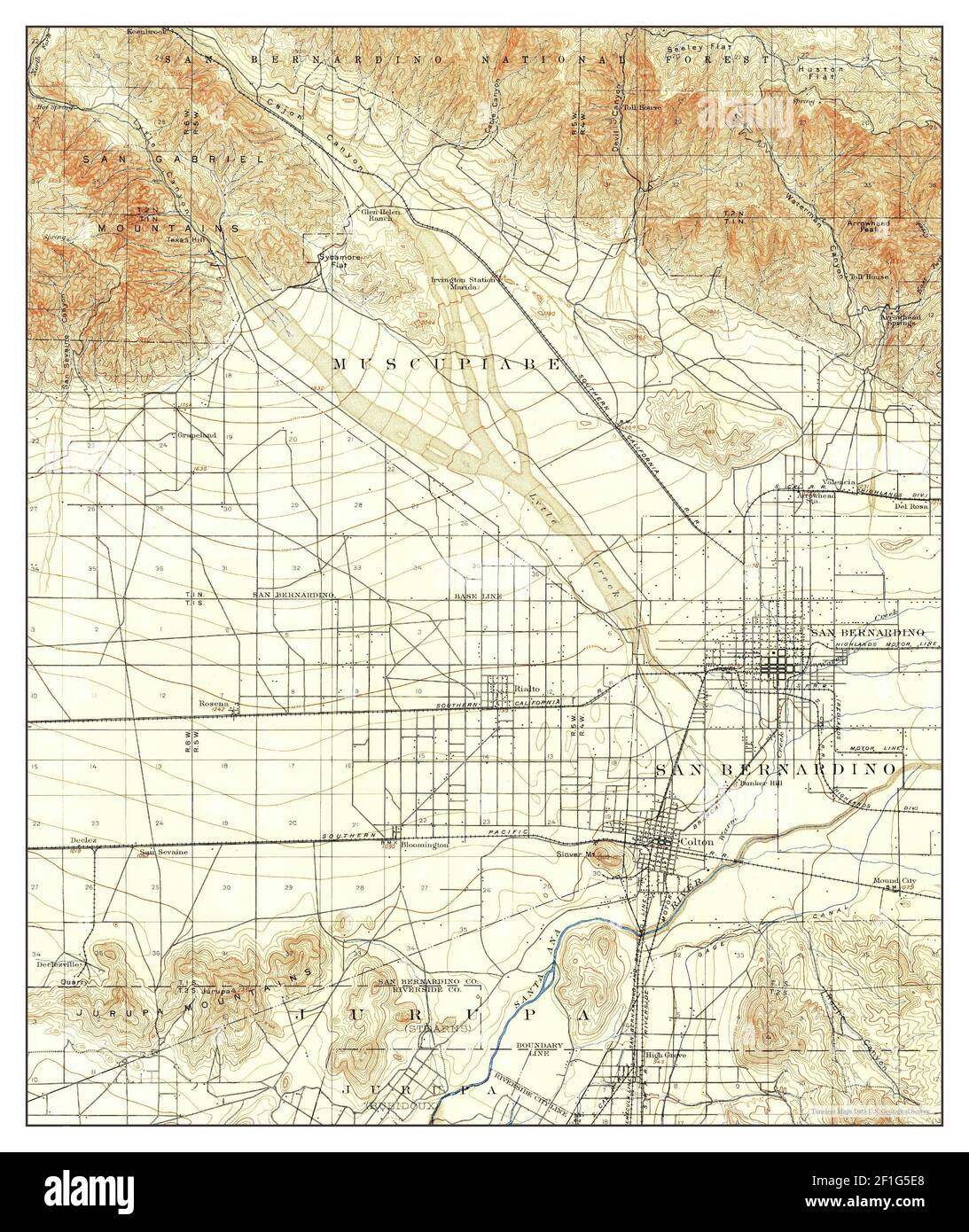 San Bernardino, California, map 1901, 1:62500, United States of America ...