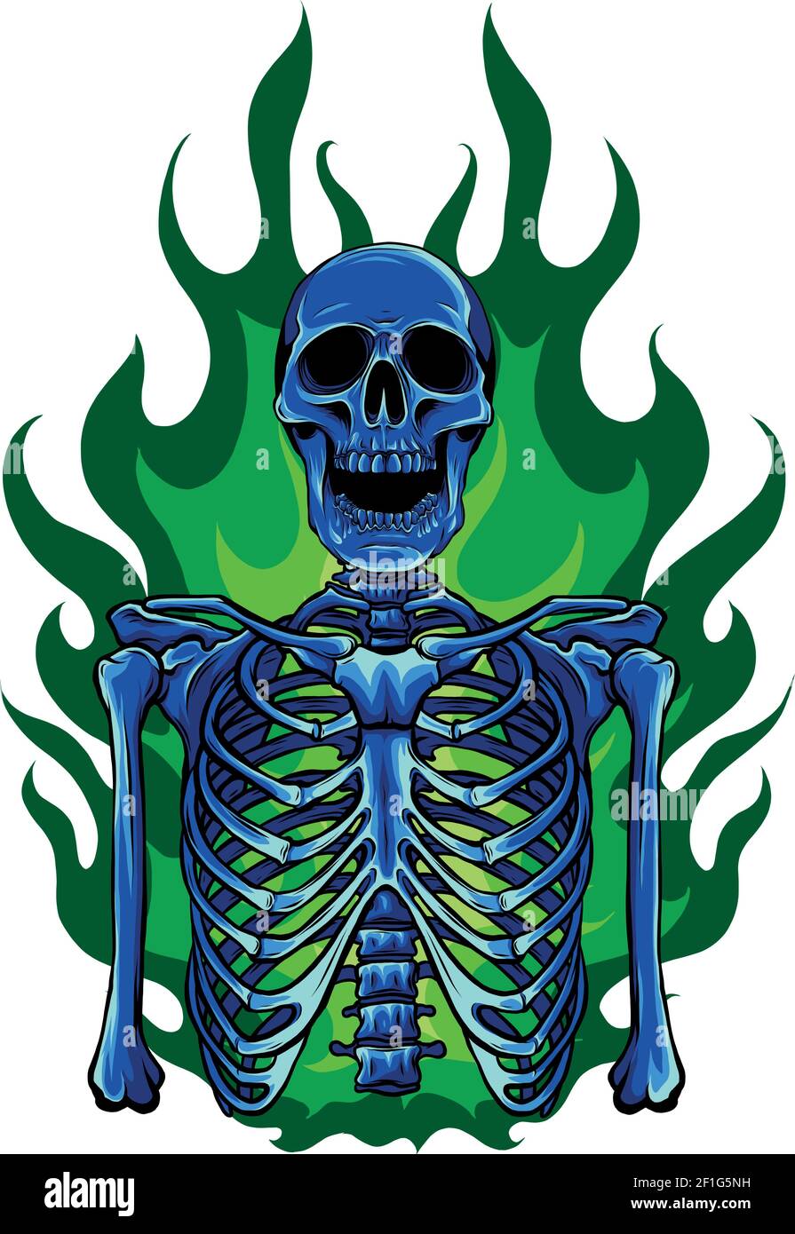 vector illustration of skeleton in flame design Stock Vector Image ...