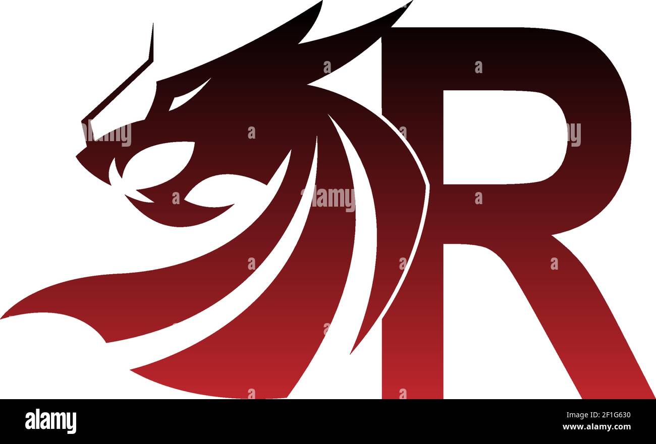 Letter R logo icon with dragon design vector illustration Stock Vector ...