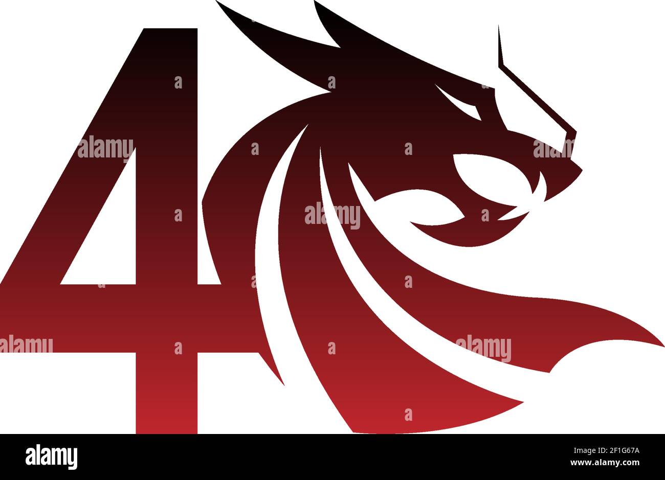 Number 4 logo icon with dragon design vector illustration Stock Vector ...