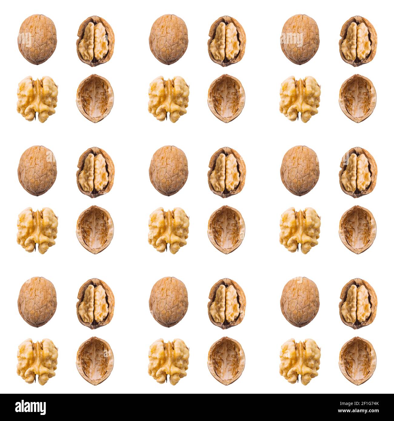 Walnut seamless pattern backdrop. Walnut whole, opened, half, kernel ...