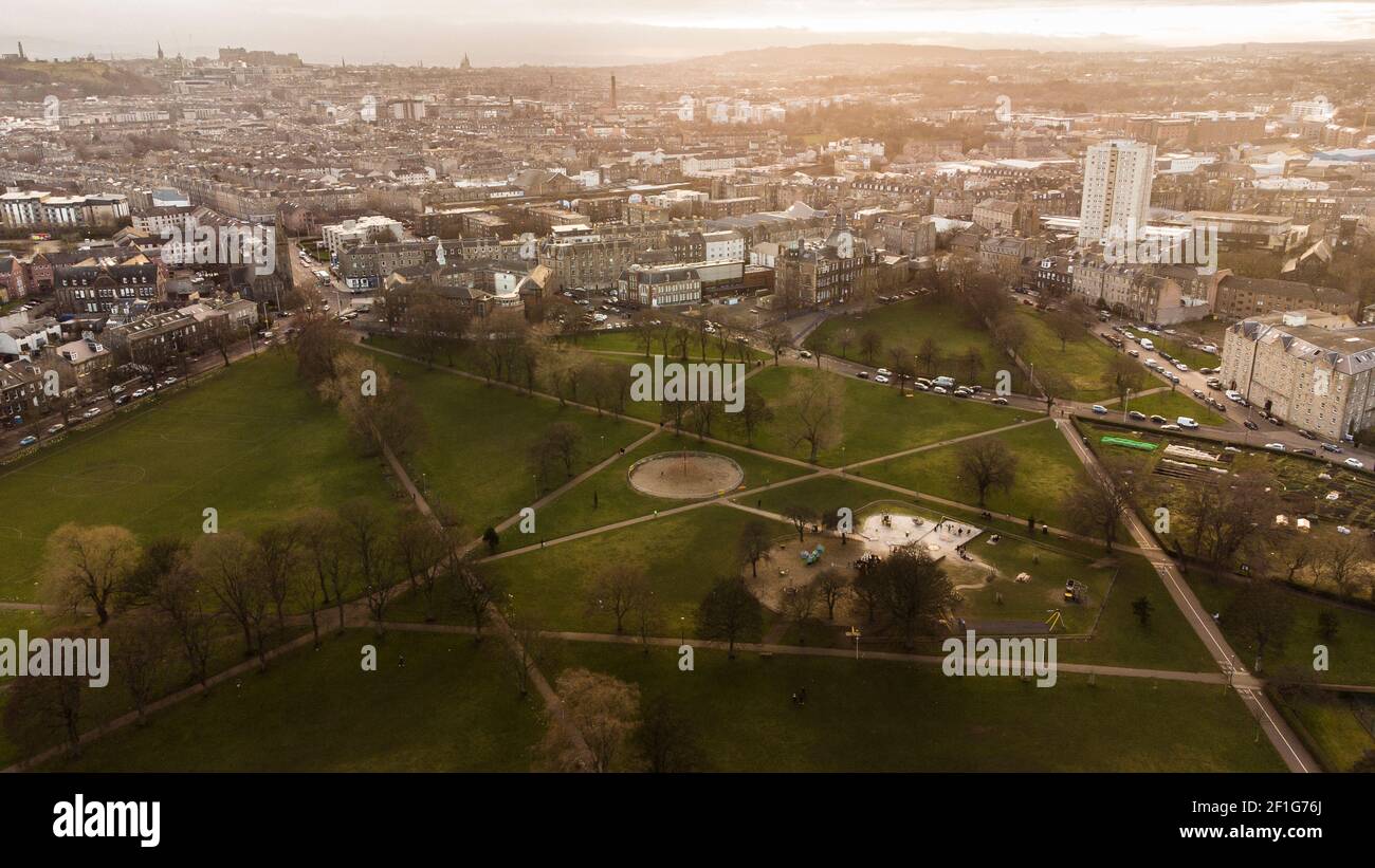 An aerial view over Edinburgh's Leith Links. Credit: Euan Cherry Stock ...
