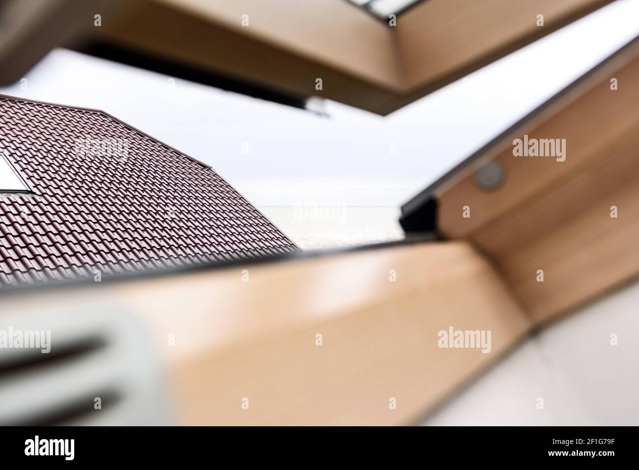 Open wooden attic window Stock Photo - Alamy