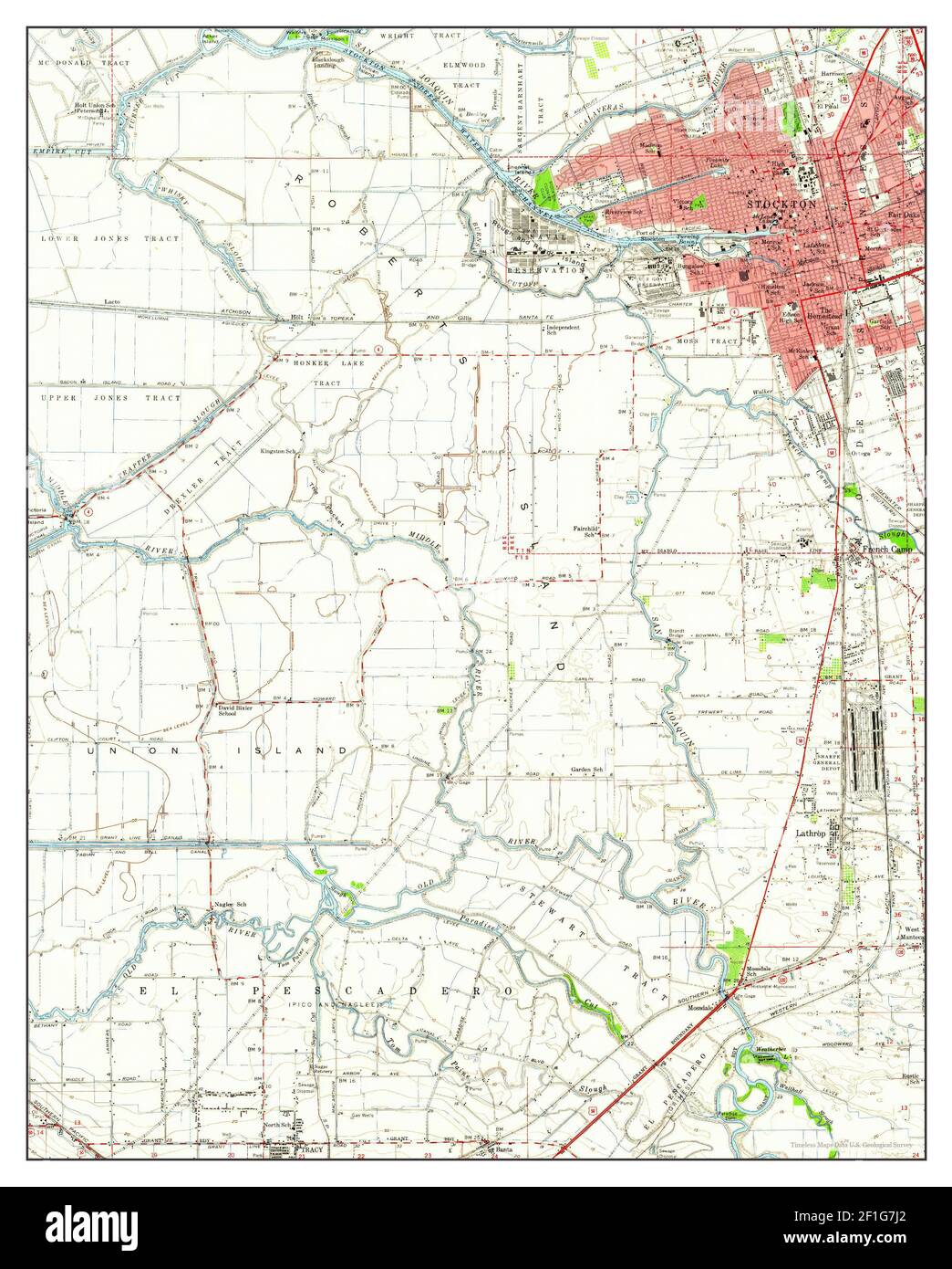 Stockton, California, map 1952, 1:62500, United States of America by ...