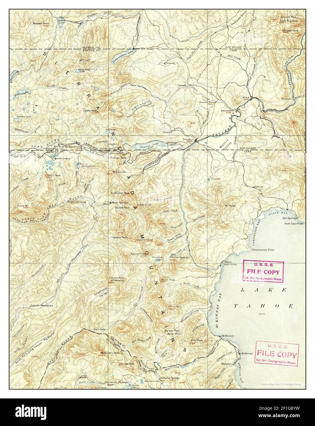 Truckee, California, map 1895, 1:125000, United States of America by ...
