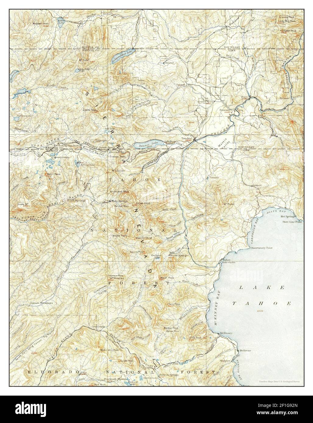 Truckee, California, map 1895, 1:125000, United States of America by ...