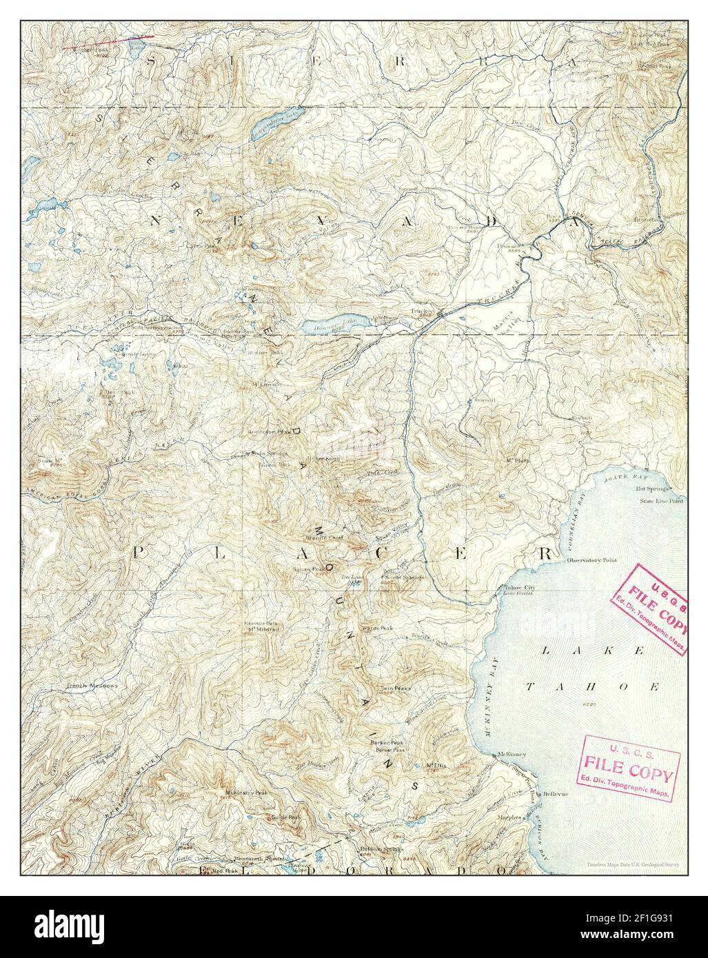 Truckee, California, map 1891, 1:125000, United States of America by ...
