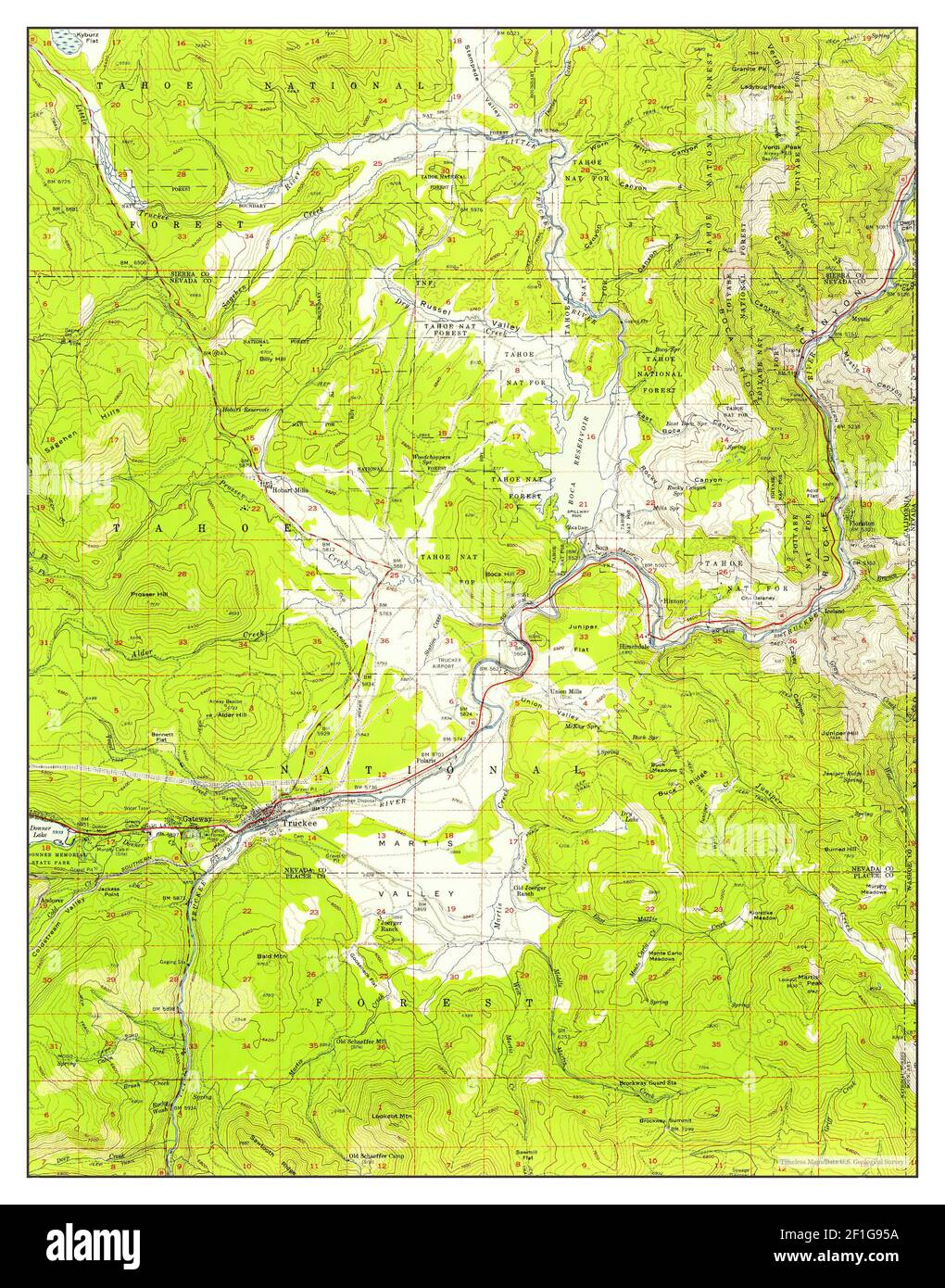 Truckee, California, map 1955, 1:62500, United States of America by ...