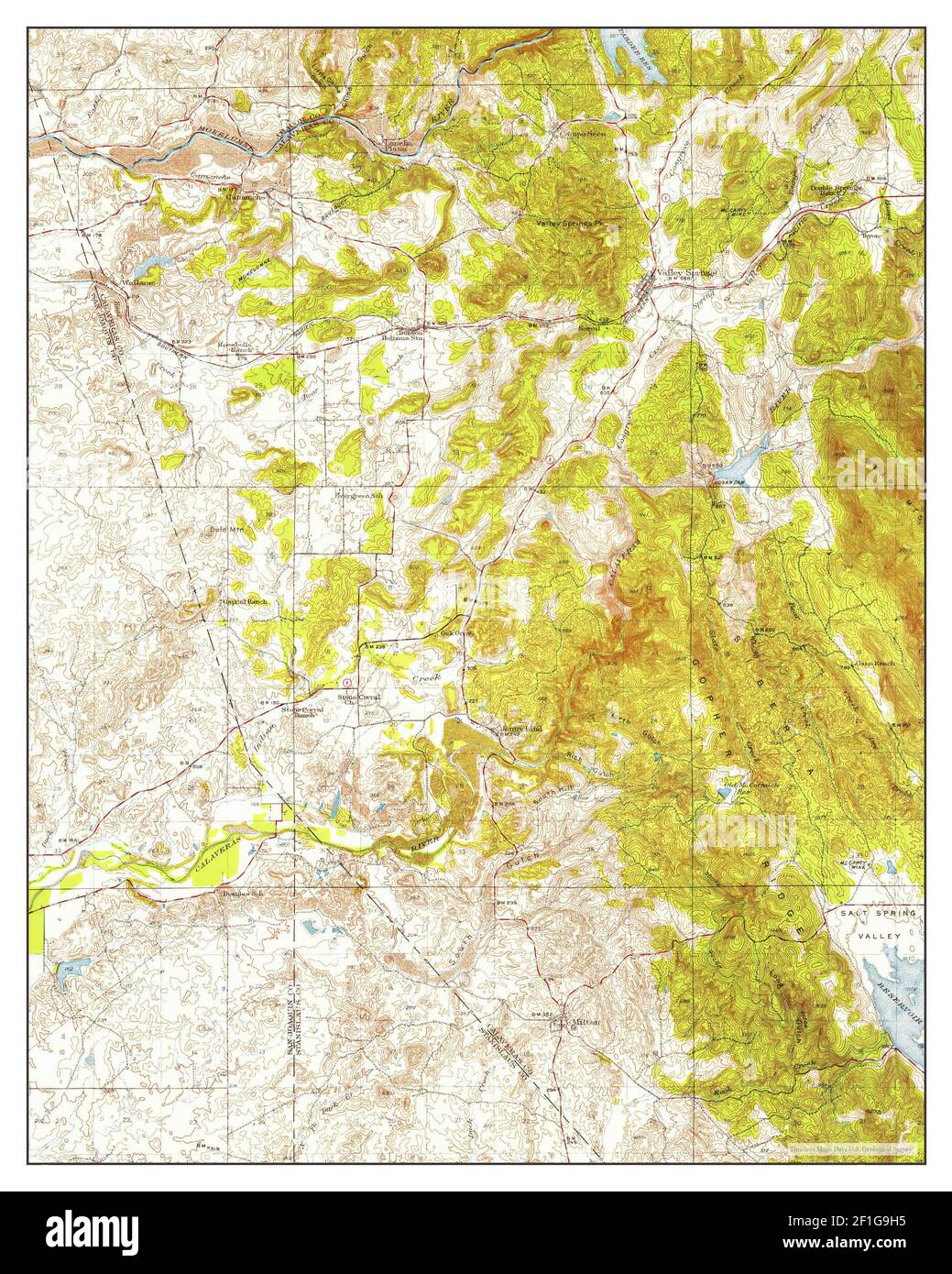 Valley Springs, California, map 1944, 1:62500, United States of America ...