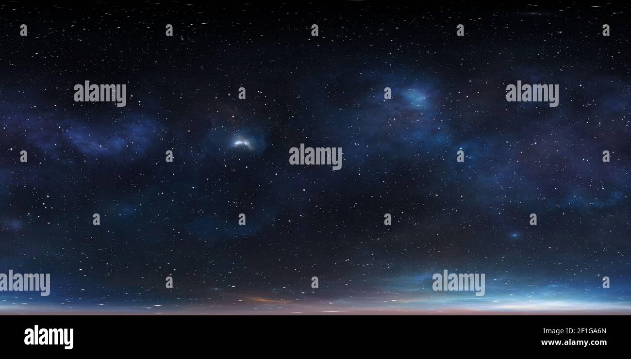 360 degree space background with nebula and stars, equirectangular ...
