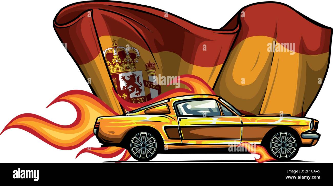 vector muscle car with flames and italian flag Stock Vector Image & Art ...