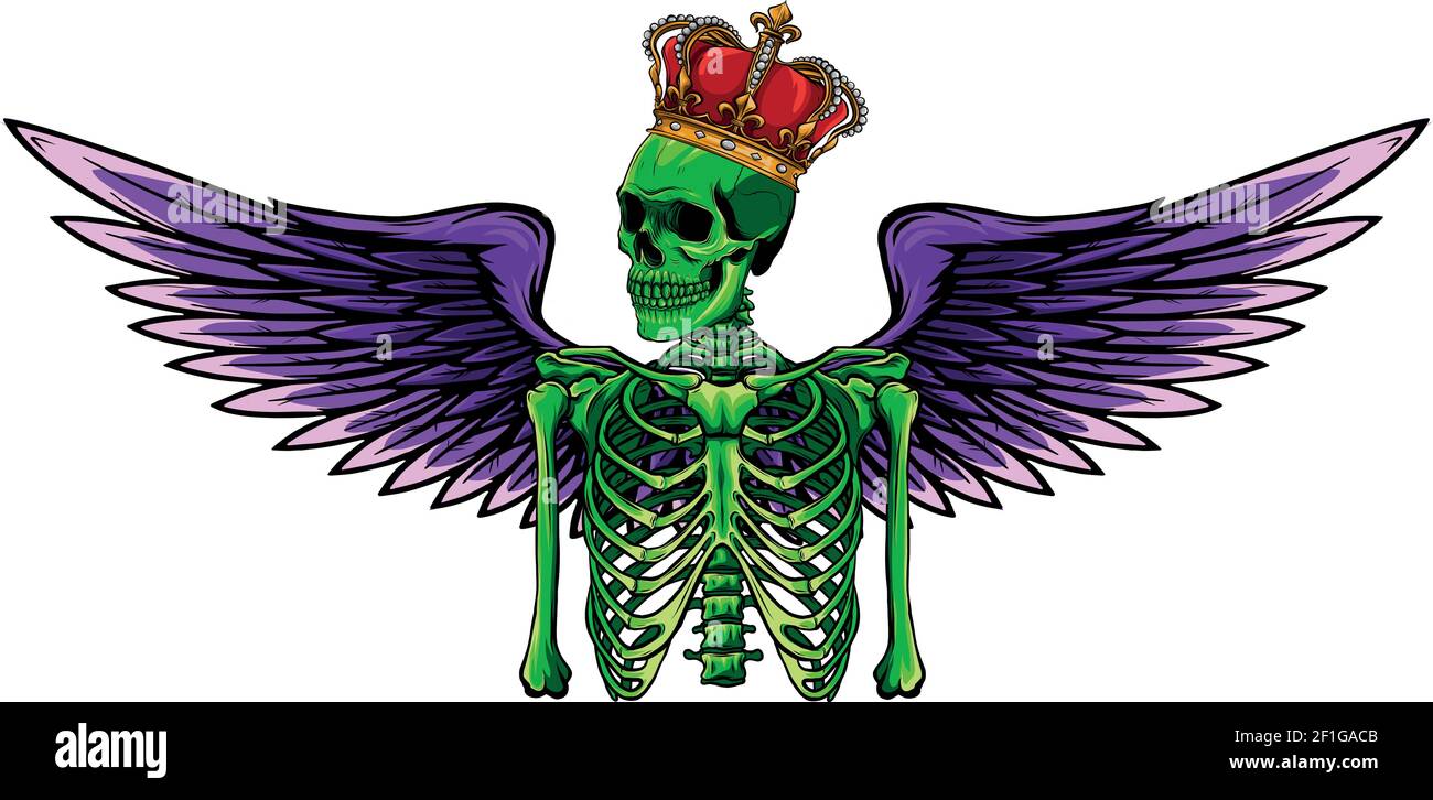 vector angel skeleton with wing and crown Stock Vector Image & Art - Alamy