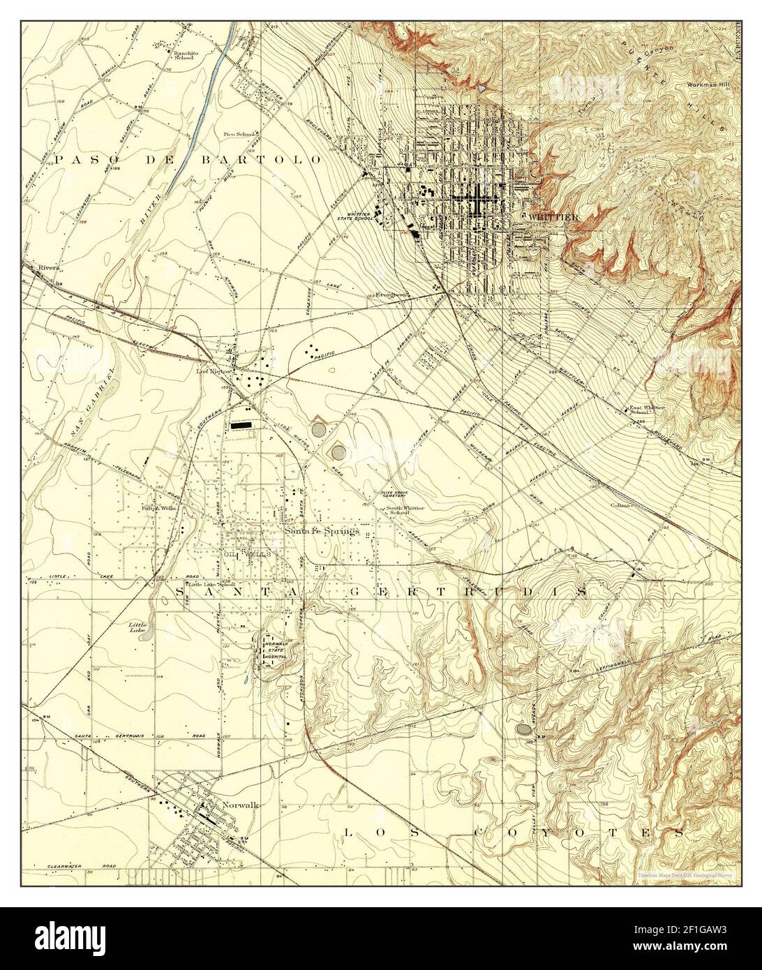 Whittier, California, map 1925, 1:24000, United States of America by ...