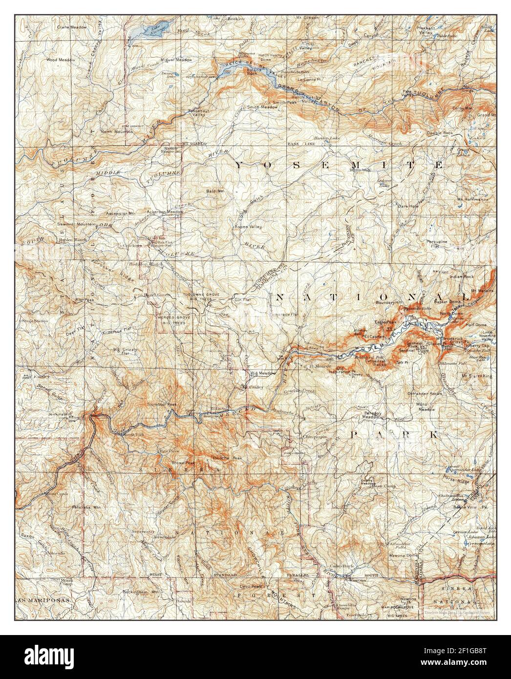 Yosemite, California, map 1909, 1:125000, United States of America by ...