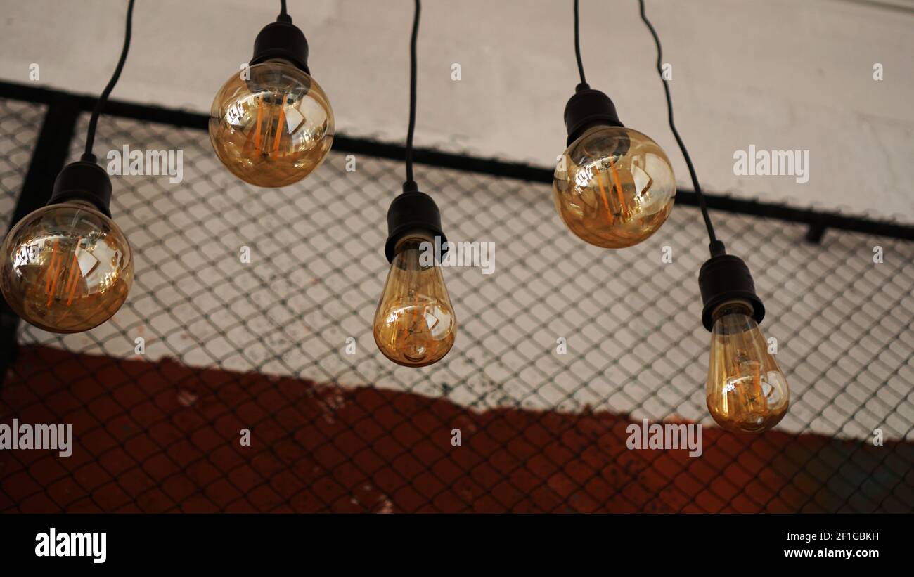 Decorative antique edison style light tungsten bulbs Stock Photo - Alamy