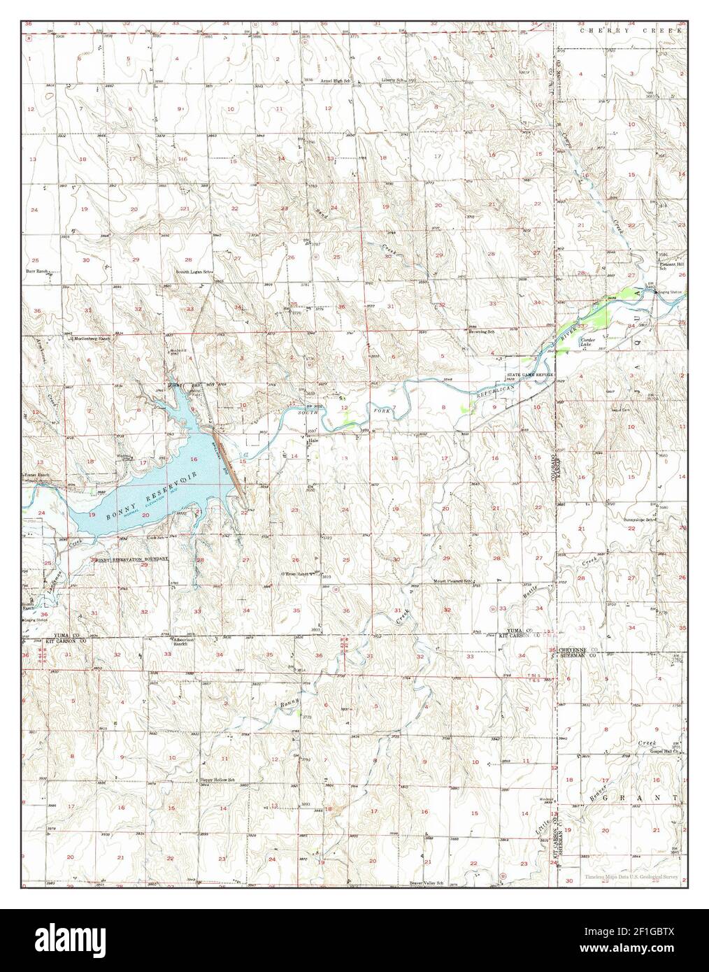 Bonny Reservoir, Colorado, map 1950, 1:62500, United States of America ...