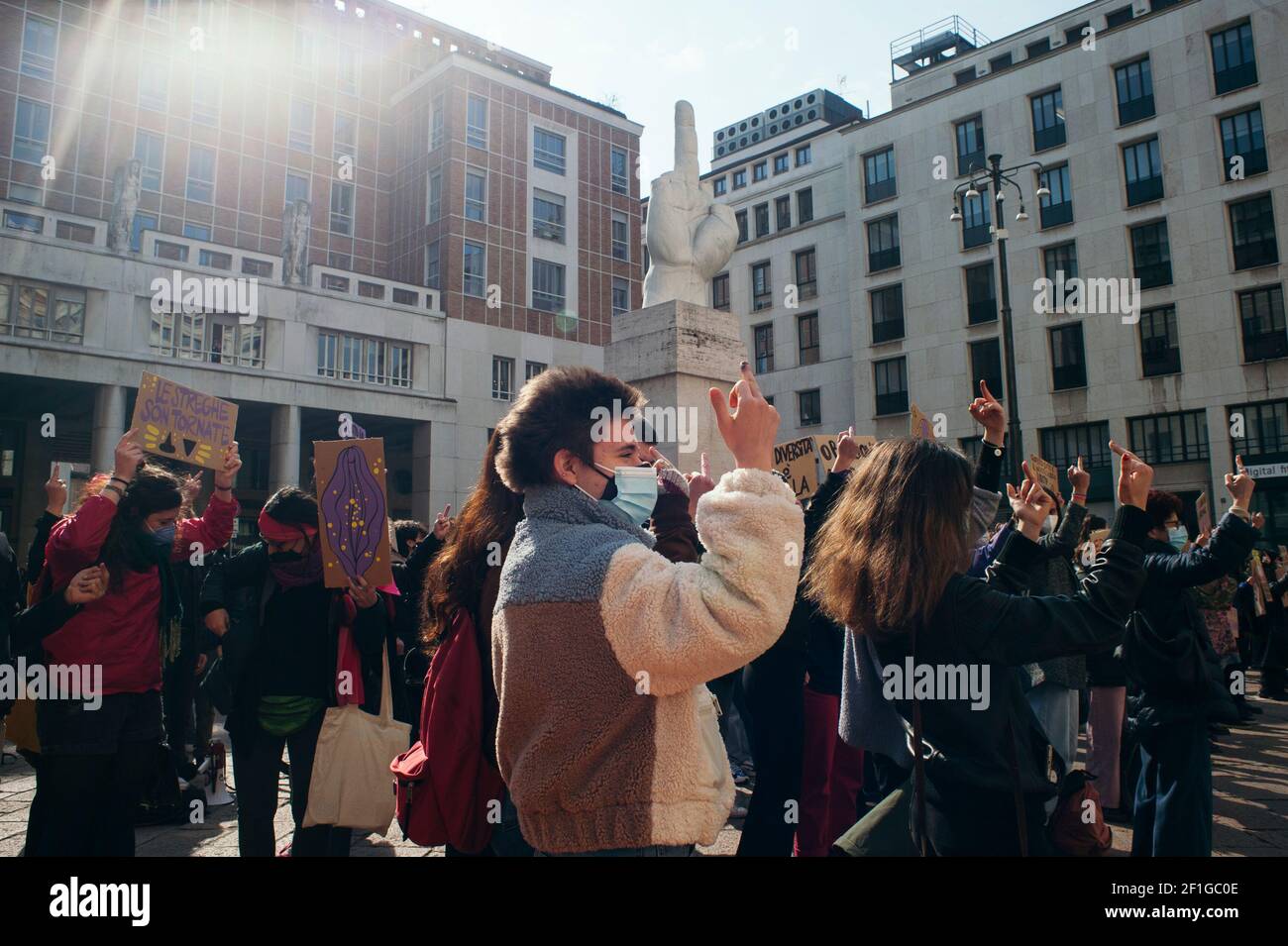 (EDITORS NOTE: Image contains profanity)Demonstrators seen showing the ...