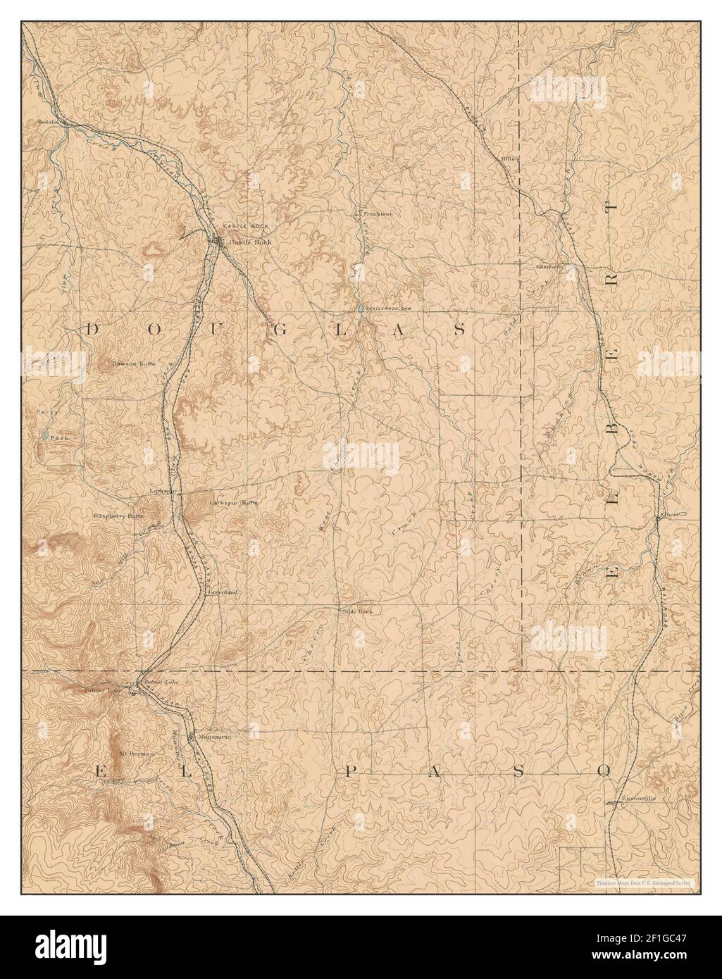 Castle Rock, Colorado, map 1894, 1:125000, United States of America by ...