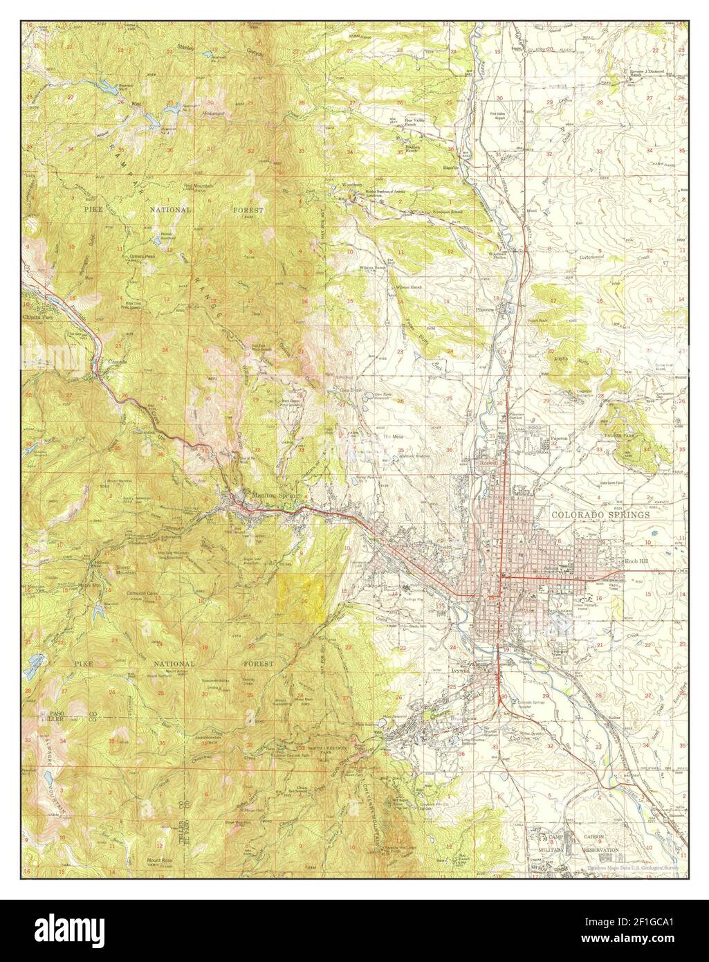 Colorado Springs, Colorado, map 1948, 1:62500, United States of America ...