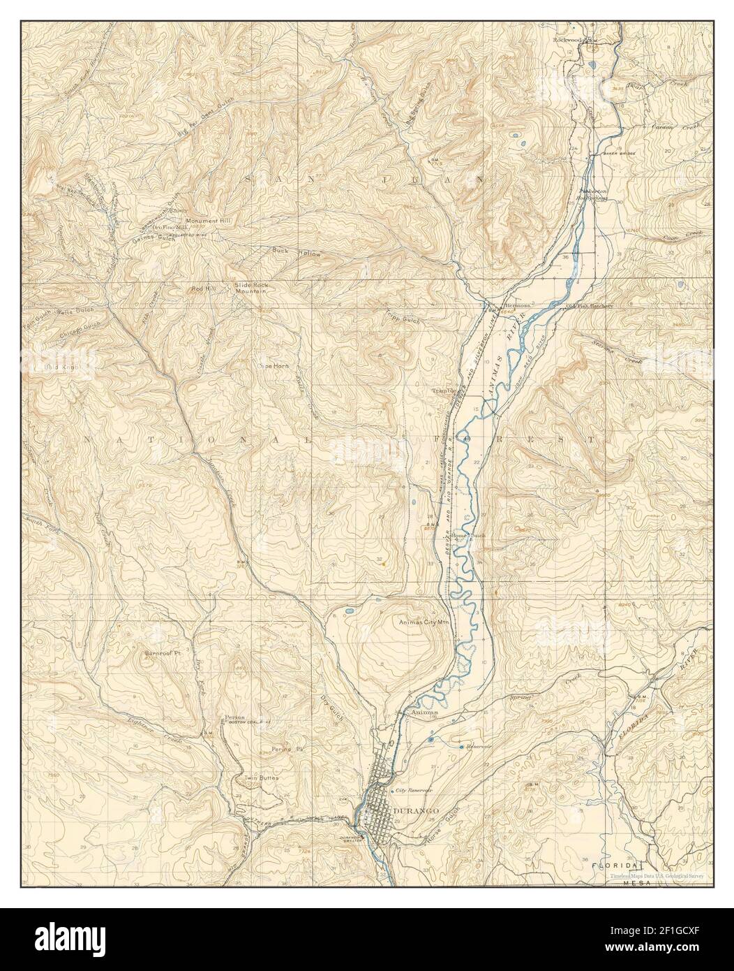 Durango colorado map hi-res stock photography and images - Alamy