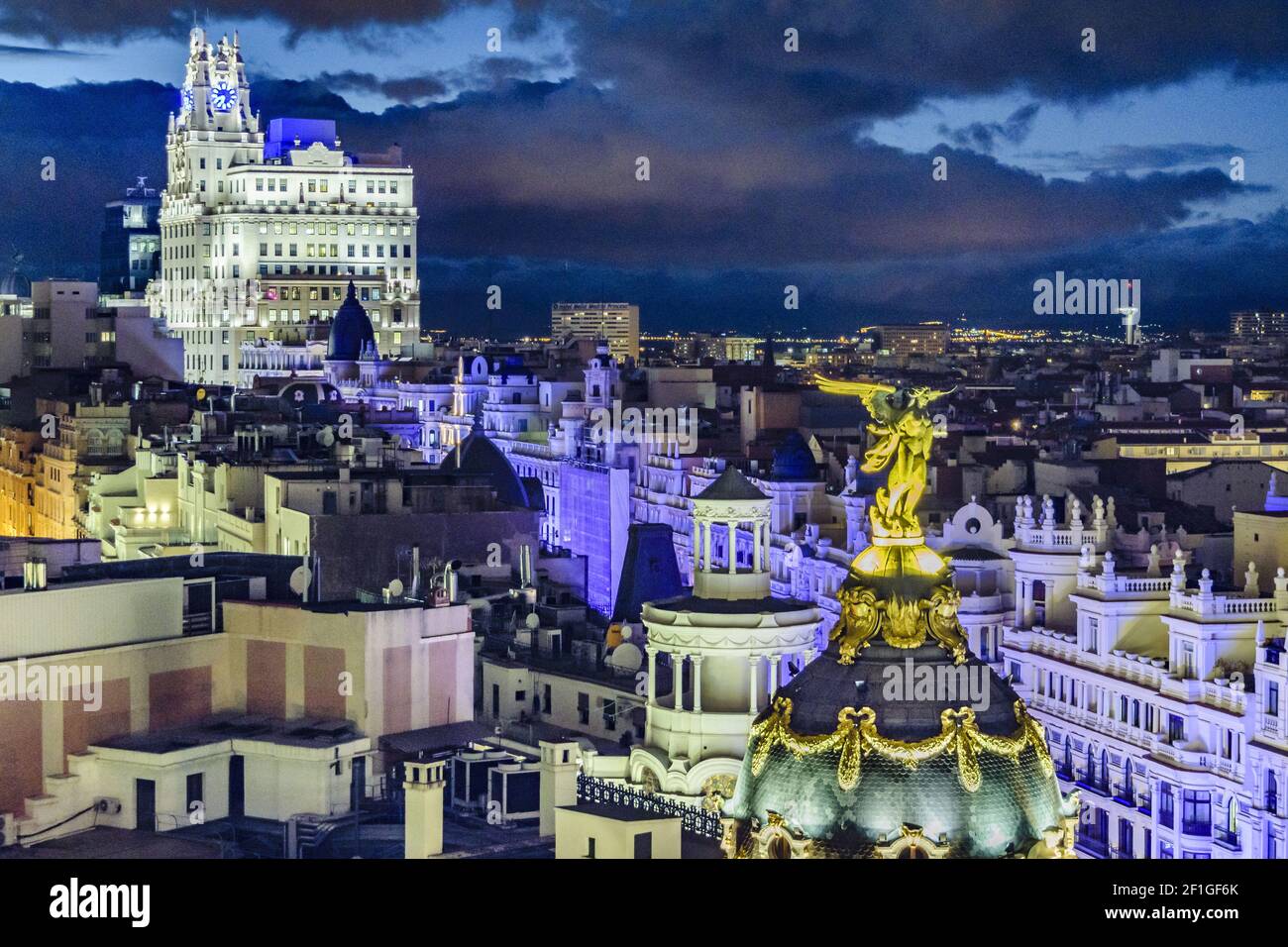 Aerial view madrid night hi-res stock photography and images - Alamy