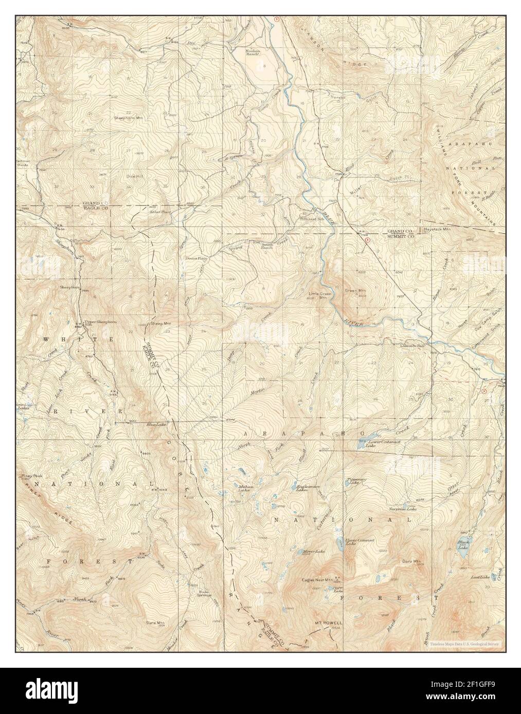 Mount Powell, Colorado, map 1933, 1:62500, United States of America by ...