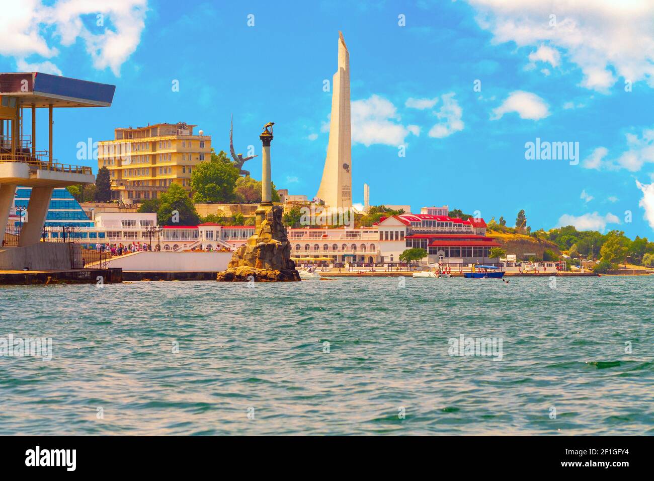 Sea view of the city of Sevastopol and its monuments Stock Photo - Alamy
