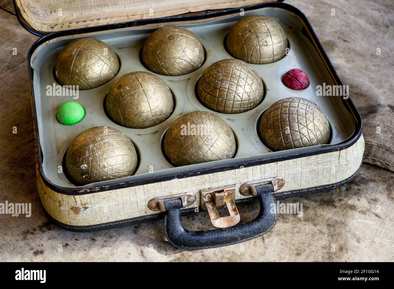 Petanque balls, France Stock Photo - Alamy