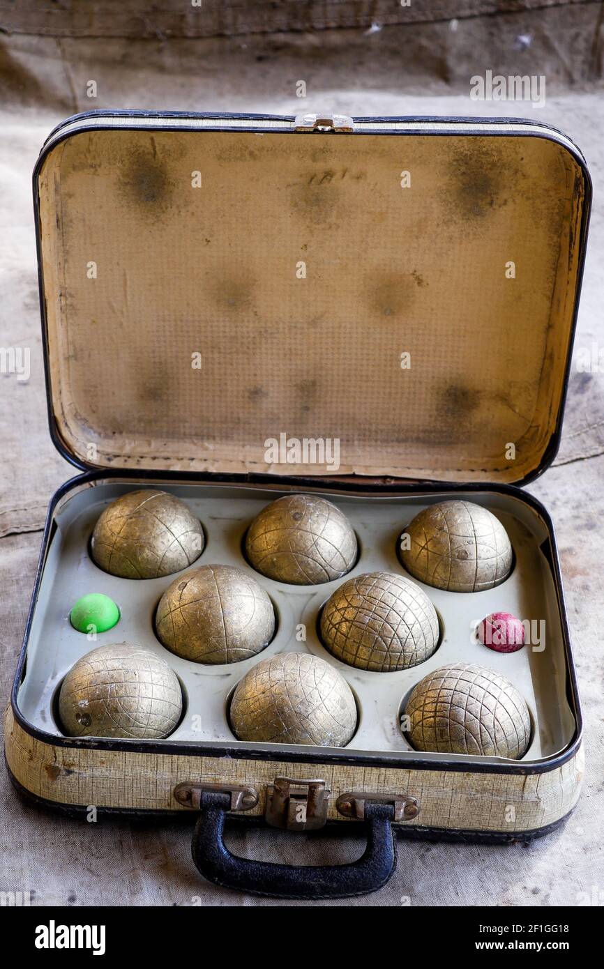 Petanque balls, France Stock Photo - Alamy