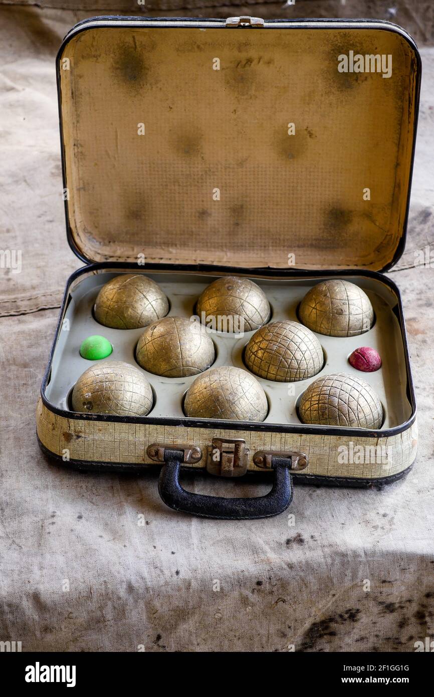 Petanque balls, France Stock Photo - Alamy