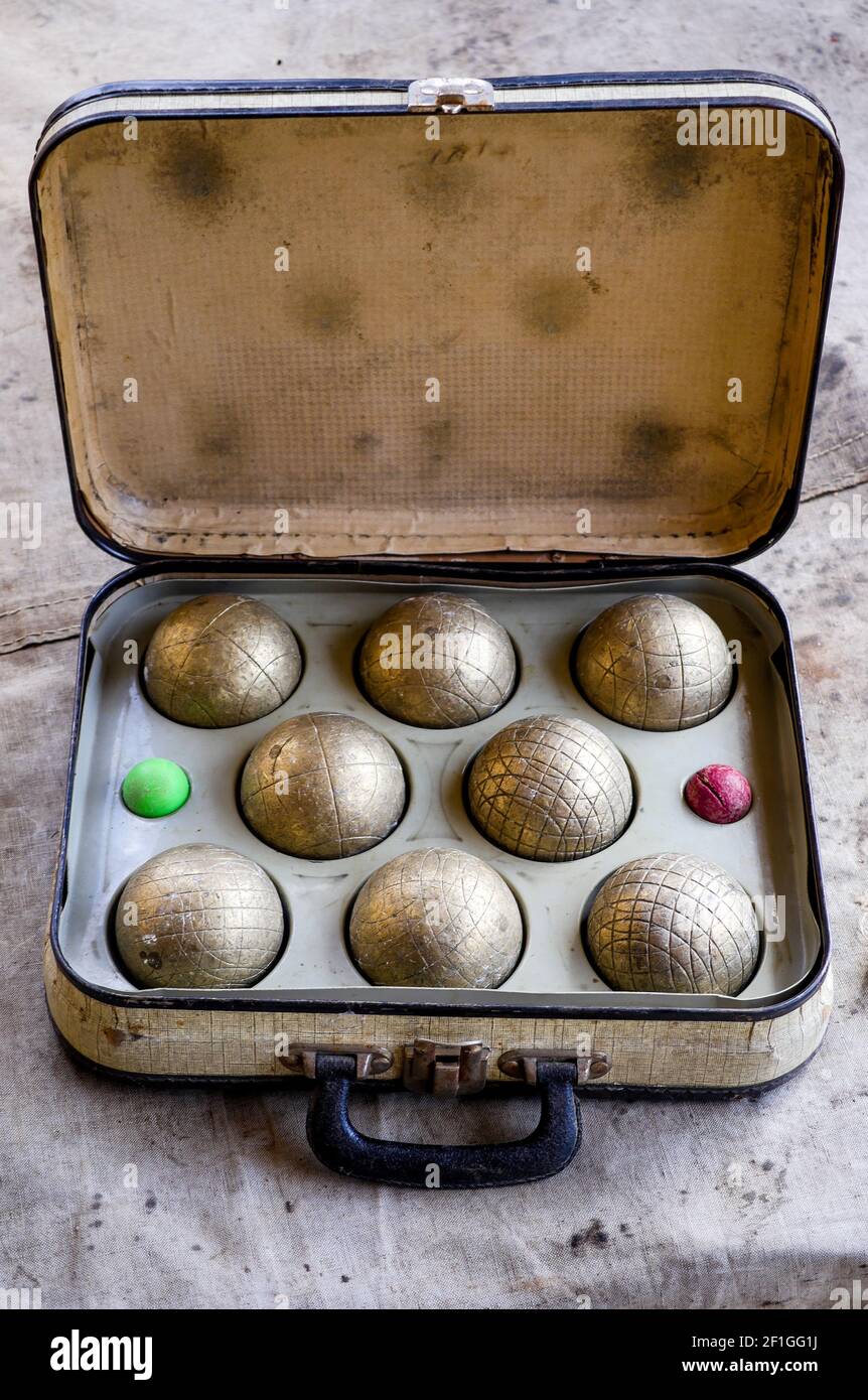 Petanque balls, France Stock Photo - Alamy