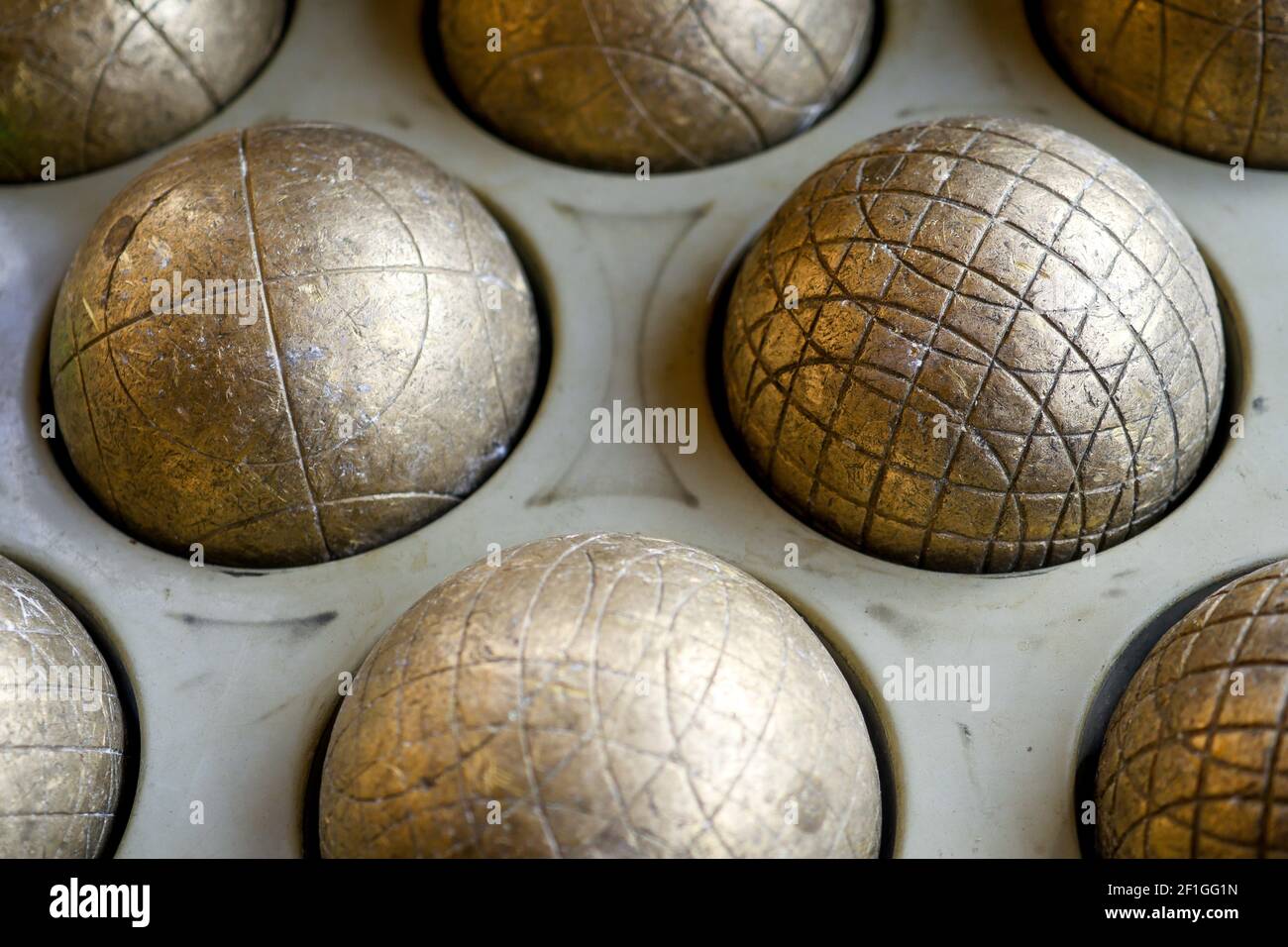 Petanque balls, France Stock Photo - Alamy