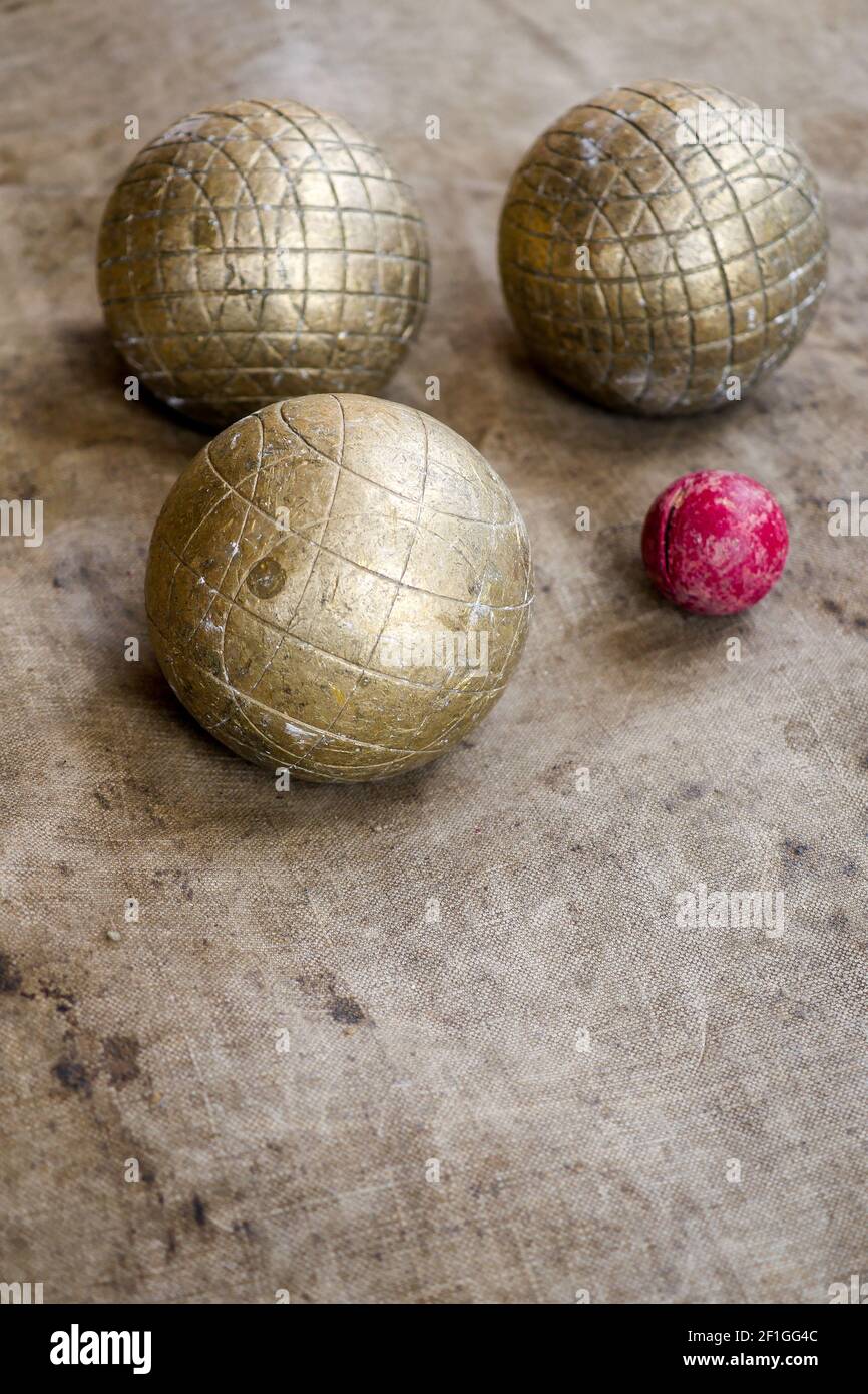 Petanque balls, France Stock Photo - Alamy