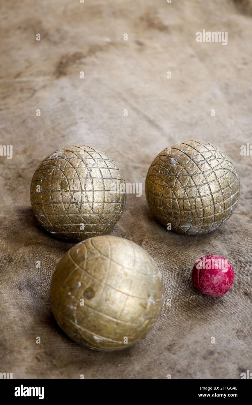 Petanque balls, France Stock Photo - Alamy