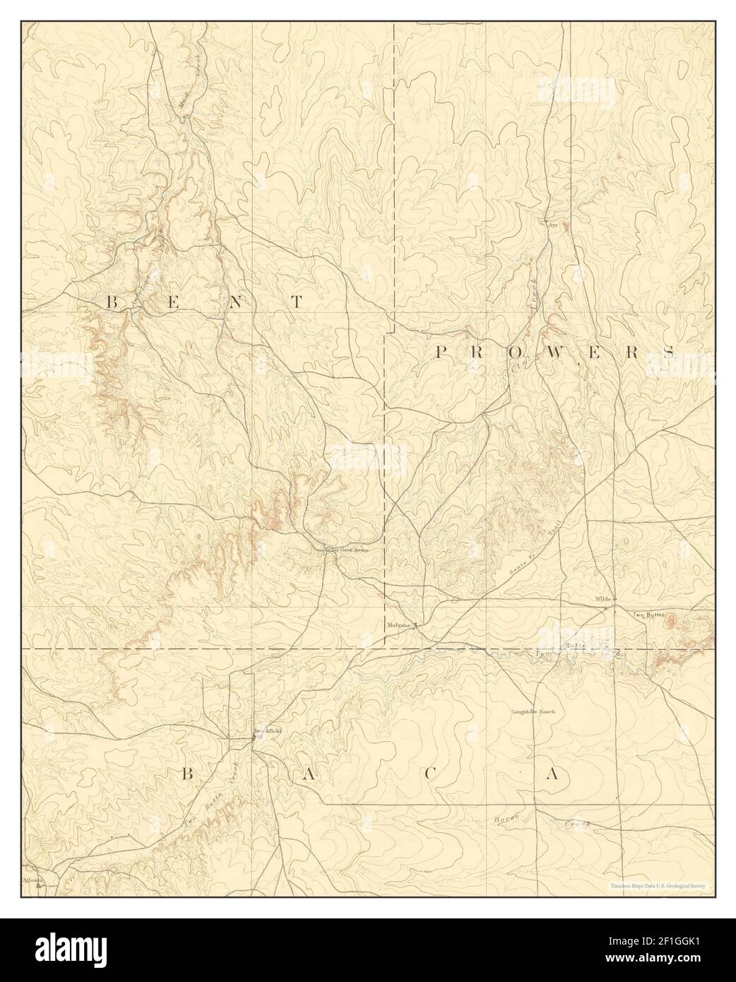 Two Butte, Colorado, map 1893, 1:125000, United States of America by ...