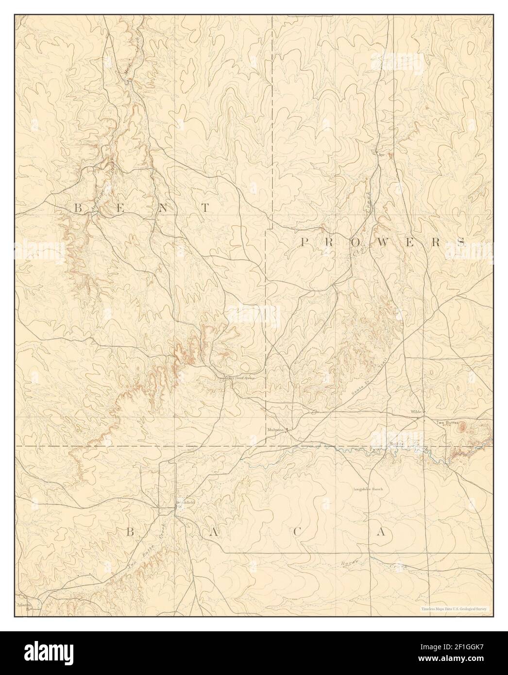 Two Butte, Colorado, map 1893, 1:125000, United States of America by ...