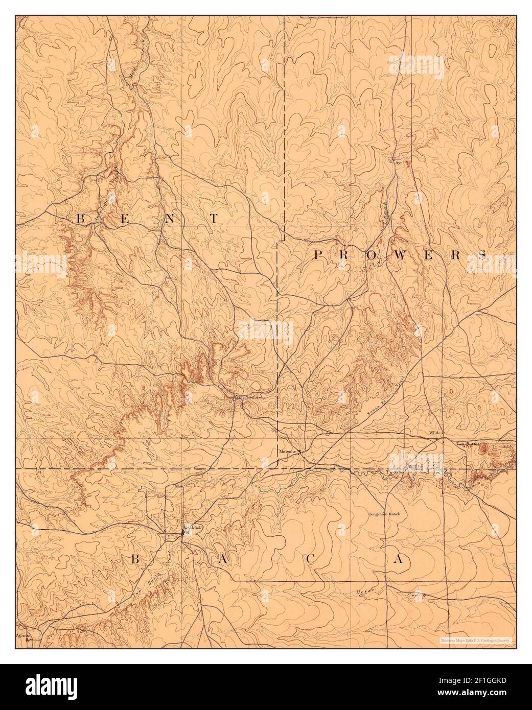 Two Butte, Colorado, map 1893, 1:125000, United States of America by ...