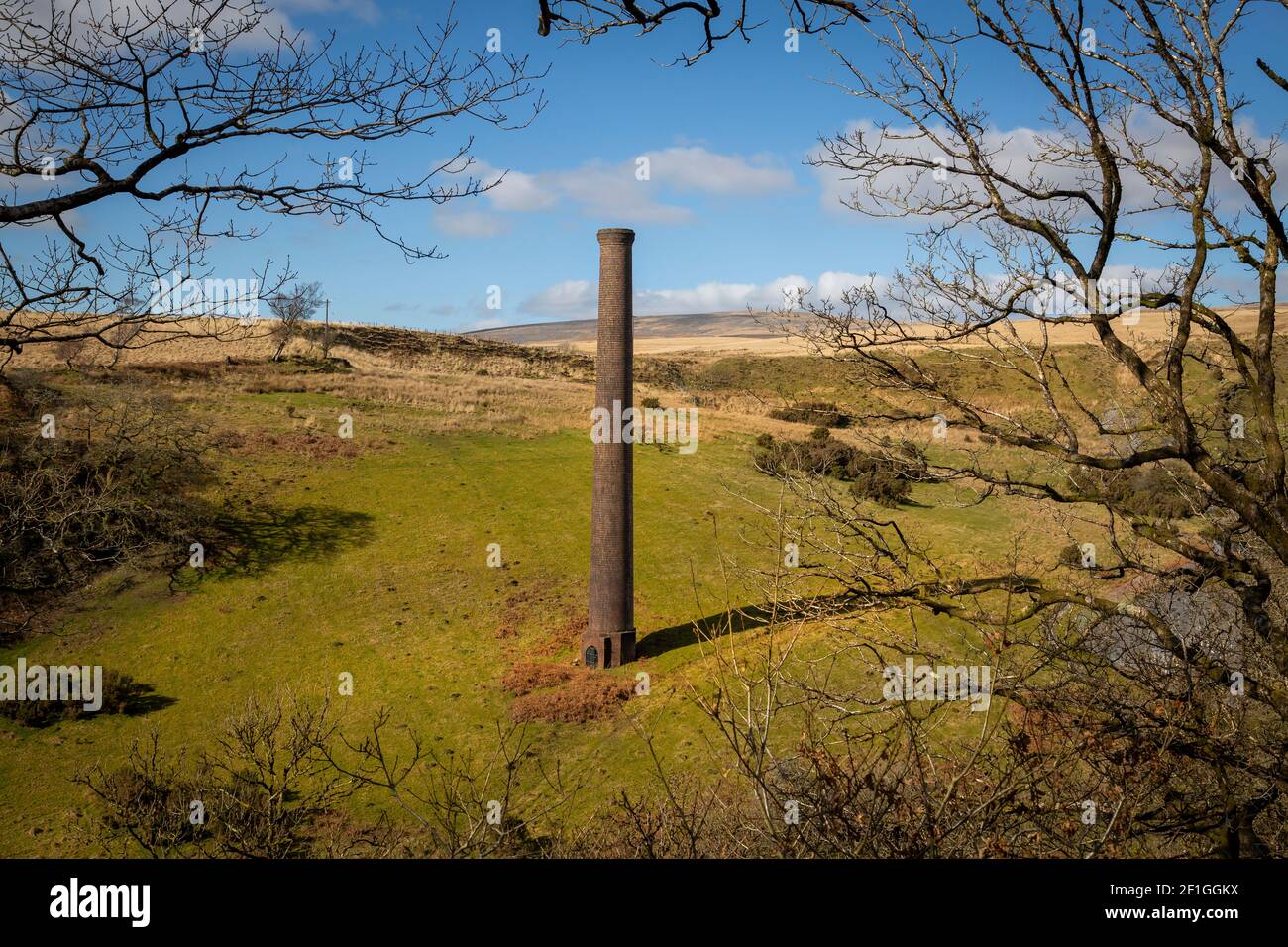 Henllys Lime Kilns chimney stack Stock Photo - Alamy